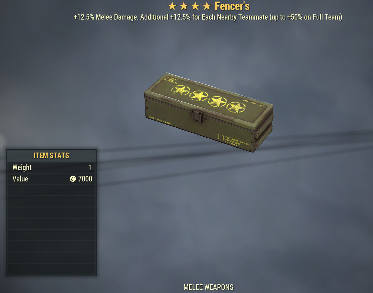 Buy Fencer's [4 Star Mod Box] in FALLOUT 76 Items - Offer #252443136