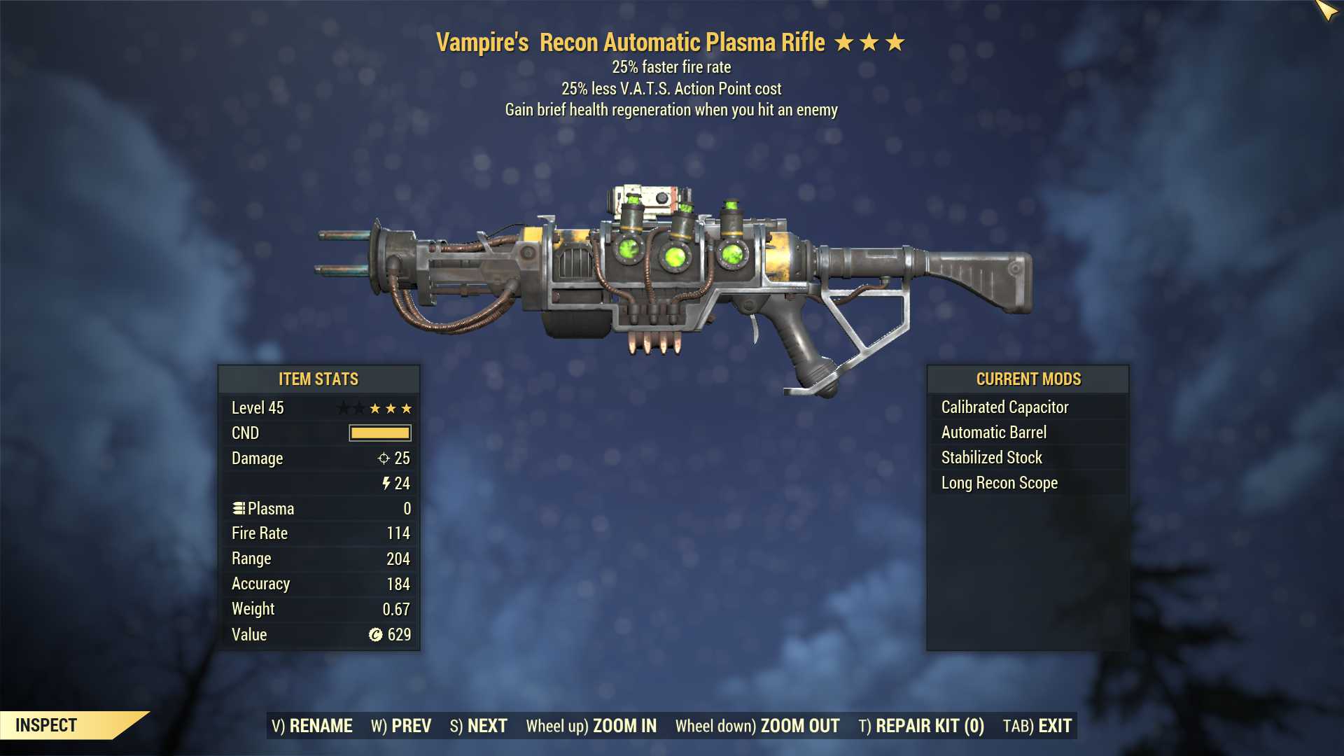Buy Vampire's Plasma rifle (25% fa in FALLOUT 76 Items - Offer #247968494