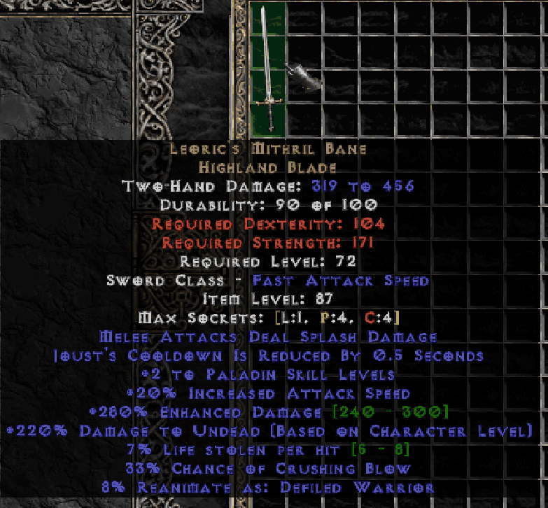 Buy Leoric's Mithril bane weapon - in PROJECT DIABLO 2 Items - Offer ...