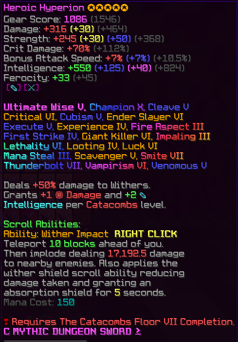 Buy WITHER IMPACT HYPERION MYTHIC in MINECRAFT: HYPIXEL Items - Offer #2532164150