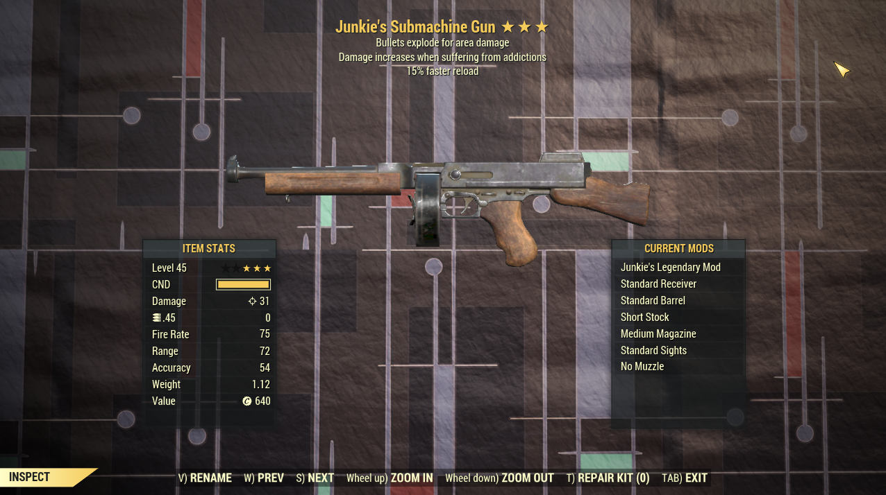 Buy Junkie's Explosive Submachine in FALLOUT 76 Items - Offer #251983349