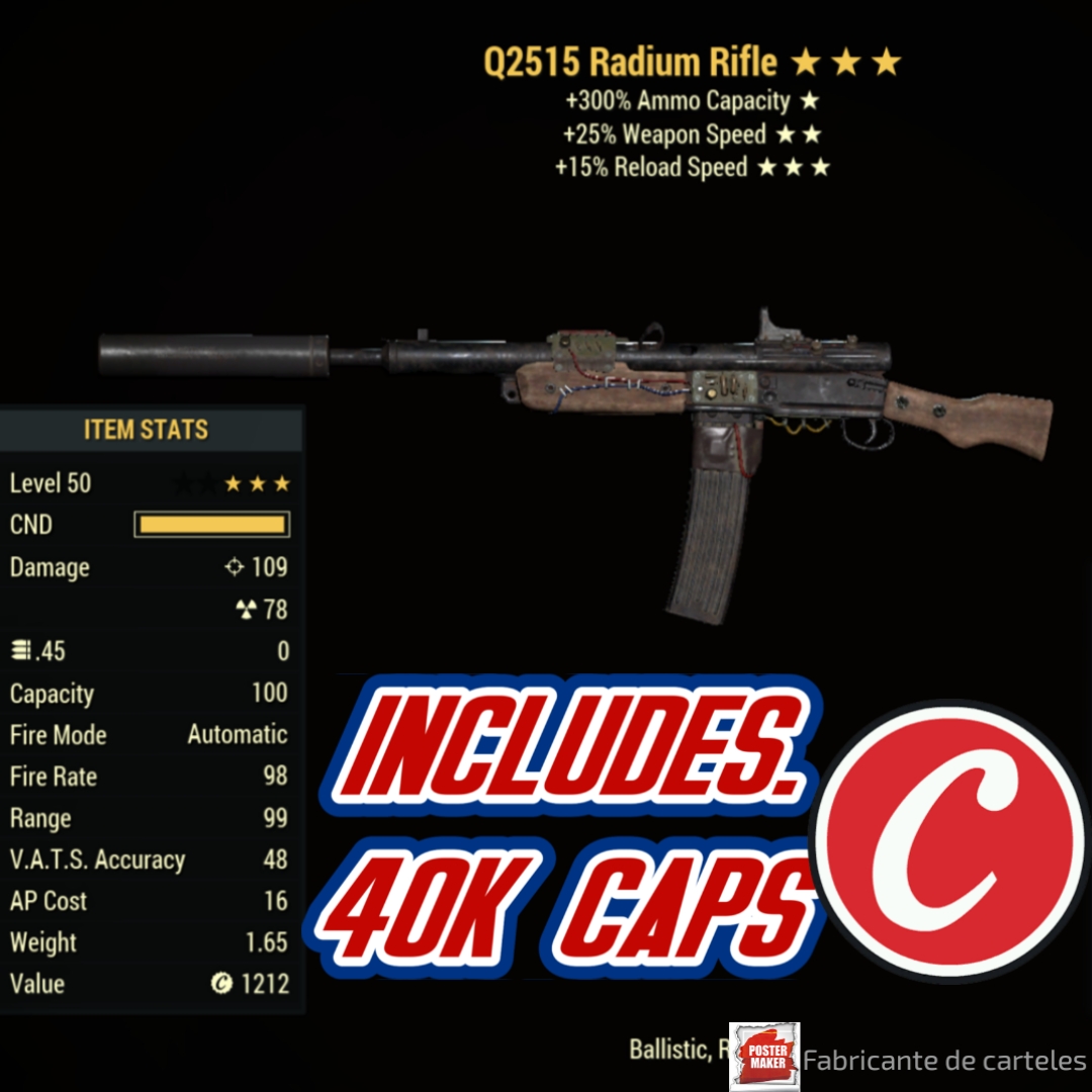 Buy Q2515 RIFLE RADIUM / QUAD in FALLOUT 76 Items - Offer #2534161363