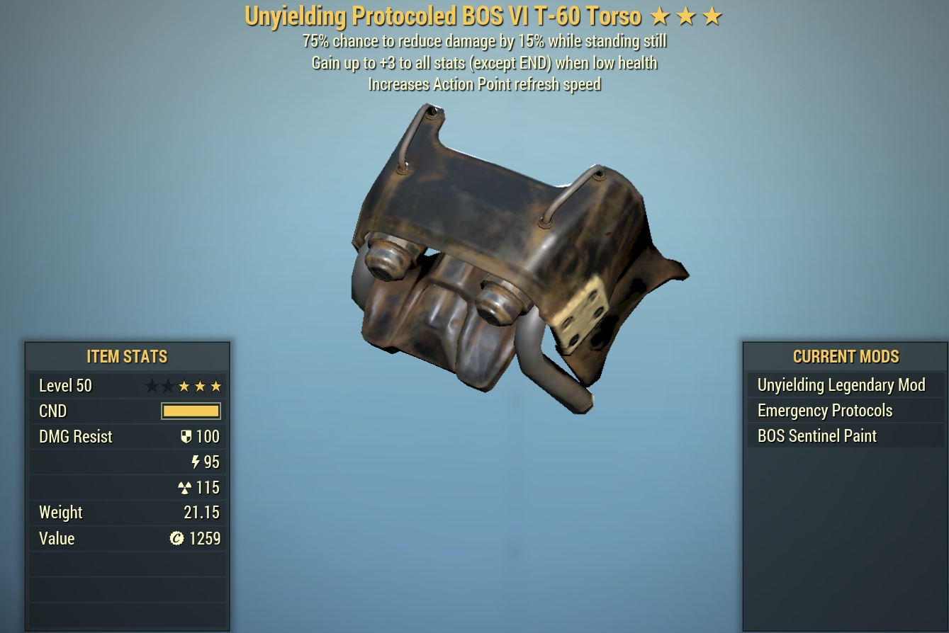 Buy T-60 Unyielding Sentinel [Full in FALLOUT 76 Items - Offer #2526631083