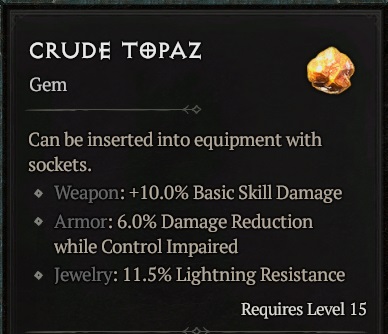 Buy Crude Topaz - Diablo 4 Gems in DIABLO 4 Items - Offer #247858244