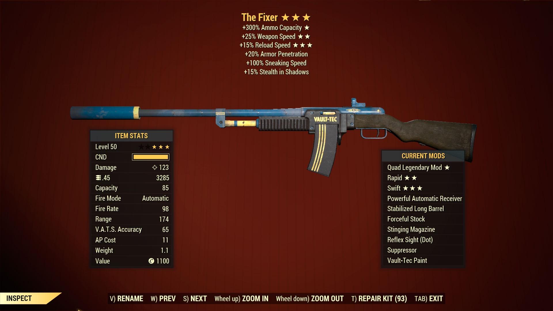 Buy Quad The Fixer (+25% Weapon Sp in FALLOUT 76 Items - Offer #257336908