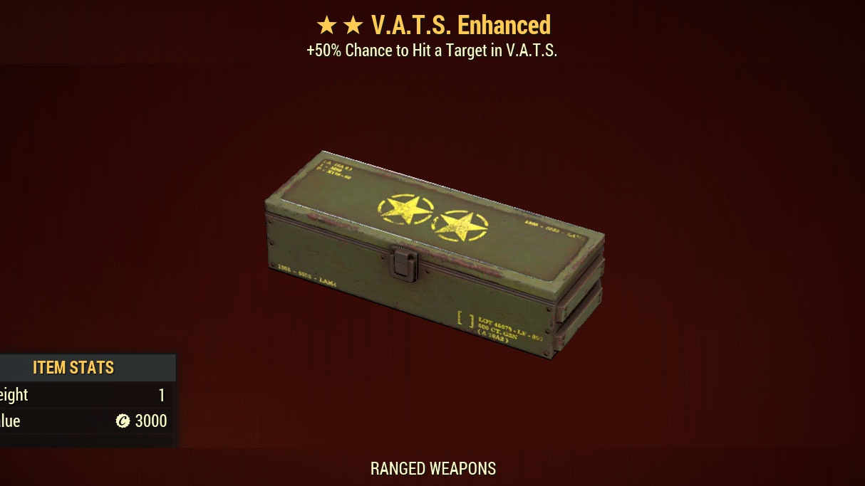 Buy VATS Enhanced Legendary Mod (+ in FALLOUT 76 Items - Offer #2517276259