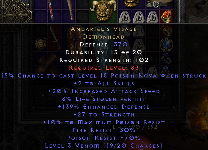 Buy LADDER ANDARIEL'S VISAGE HE in DIABLO 2 RESURRECTED Items - Offer ...