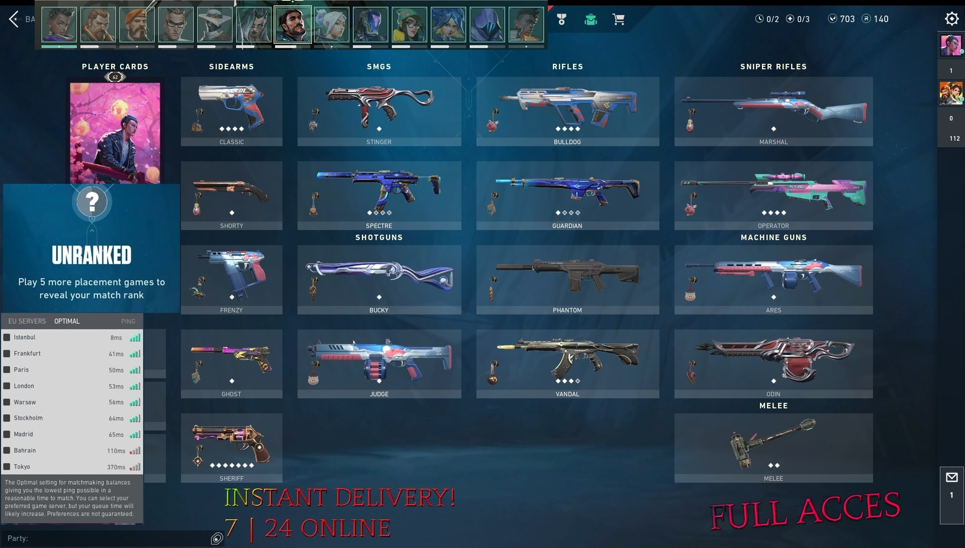 Buy EU.25 Skins.2knife.cryostasis in VALORANT Accounts - Offer #231644411