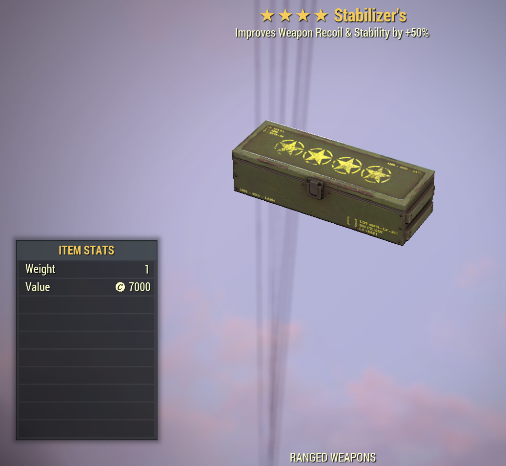 Buy Stabilizer's [4 Star Mod Box] in FALLOUT 76 Items - Offer #252436381