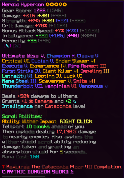 Buy MYTHIC HEROIC HYPERION w/ WITH in MINECRAFT: HYPIXEL Items - Offer ...