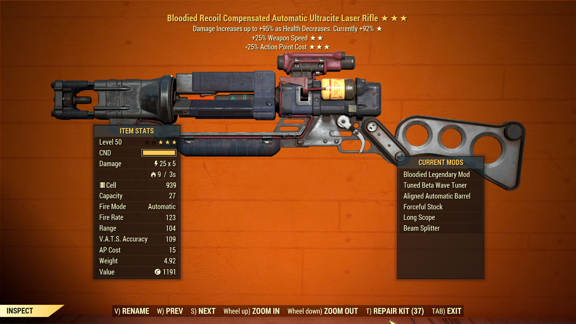 Buy Bloodied Ultracite Laser Rifle in FALLOUT 76 Items - Offer #251218596