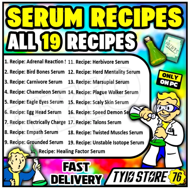 Buy Serum recipes ( All 19 serum in FALLOUT 76 Items - Offer #261231110