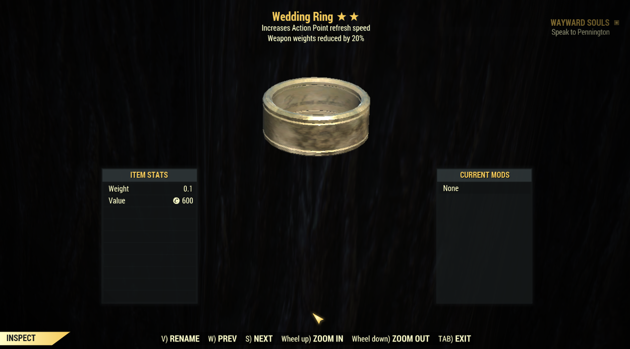 Buy Wedding RING ( AP REFRESH + WE in FALLOUT 76 Items - Offer #251936282