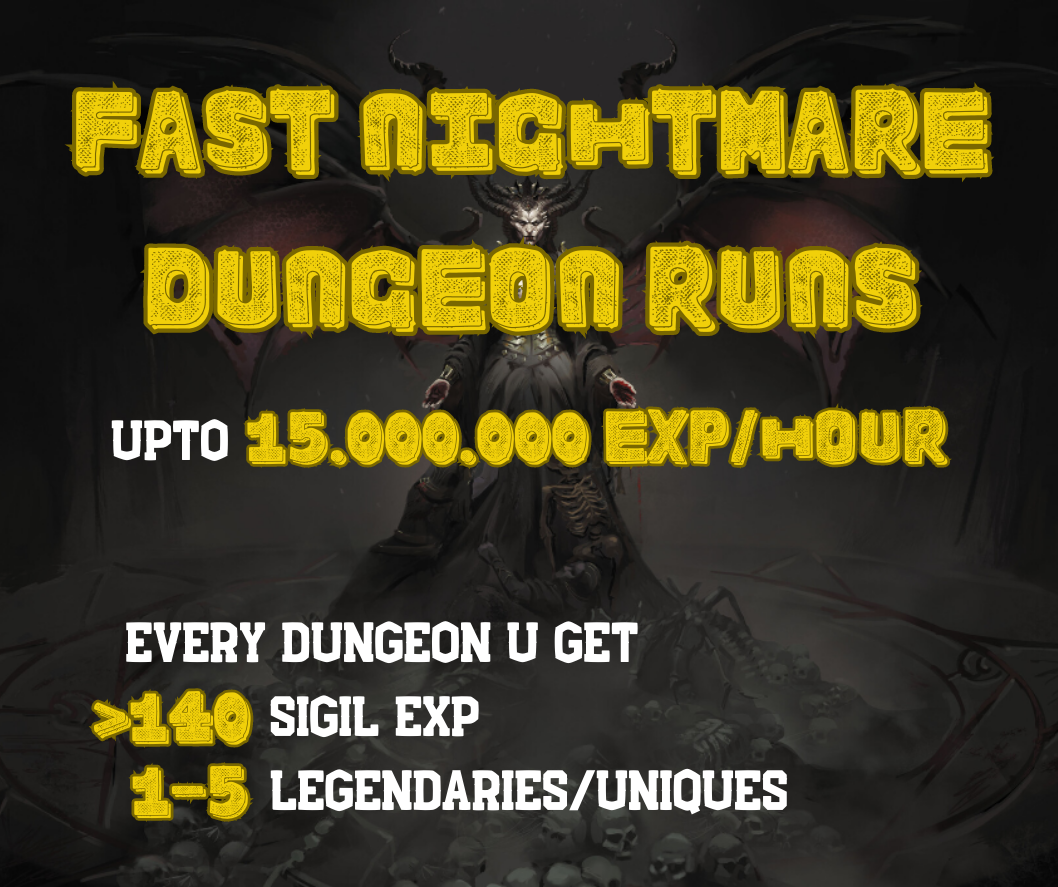Buy UP TO 15,00,000 EXP/HOUR in DIABLO 4 Power Leveling - Offer #2322076696