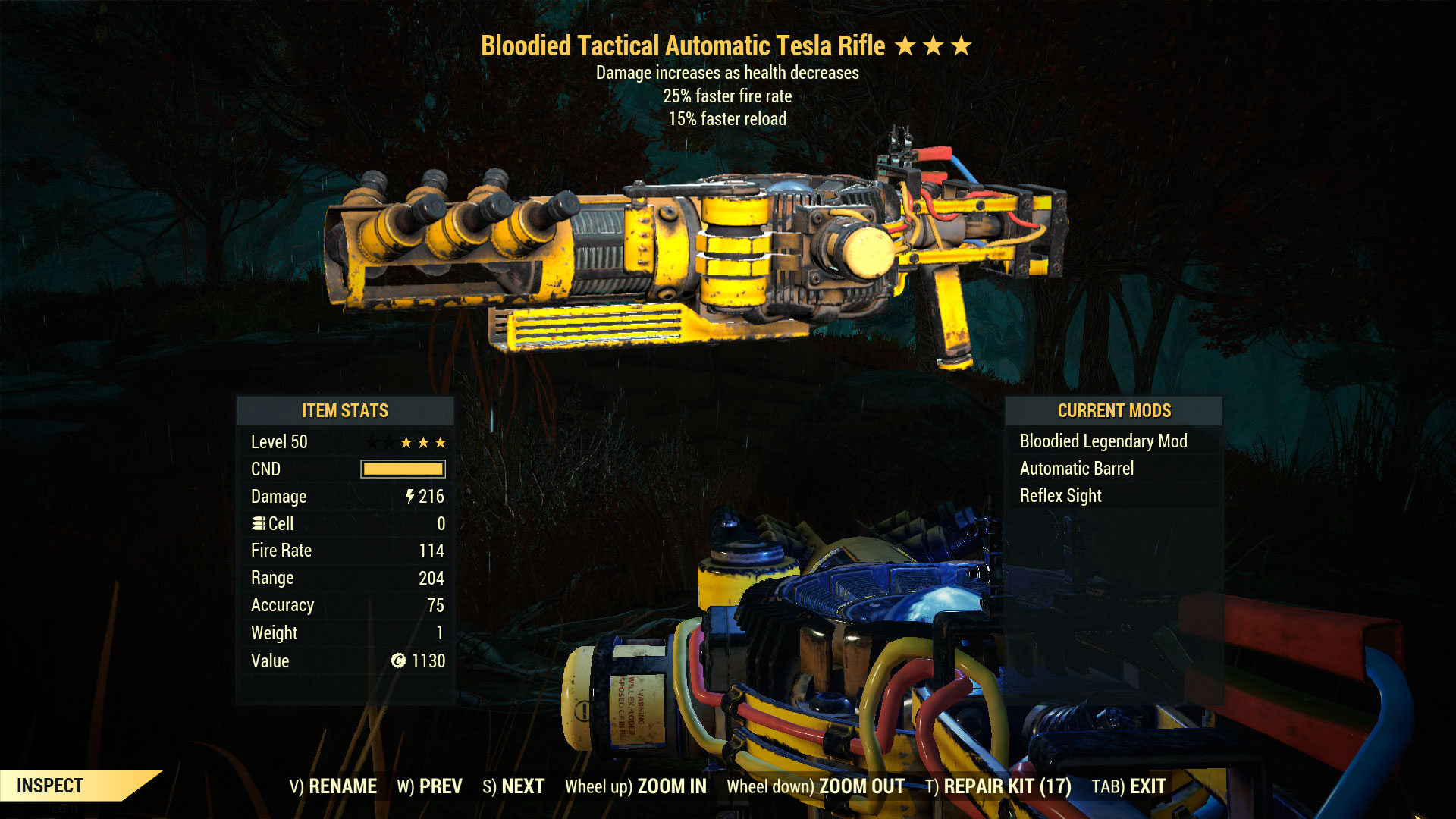 Buy Bloodied Tesla Rifle (25% fast in FALLOUT 76 Items - Offer #256025026