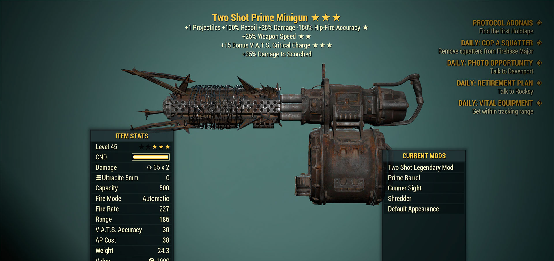 Buy [XBOX] Two Shot Minigun (+25% in FALLOUT 76 Items - Offer #25080204