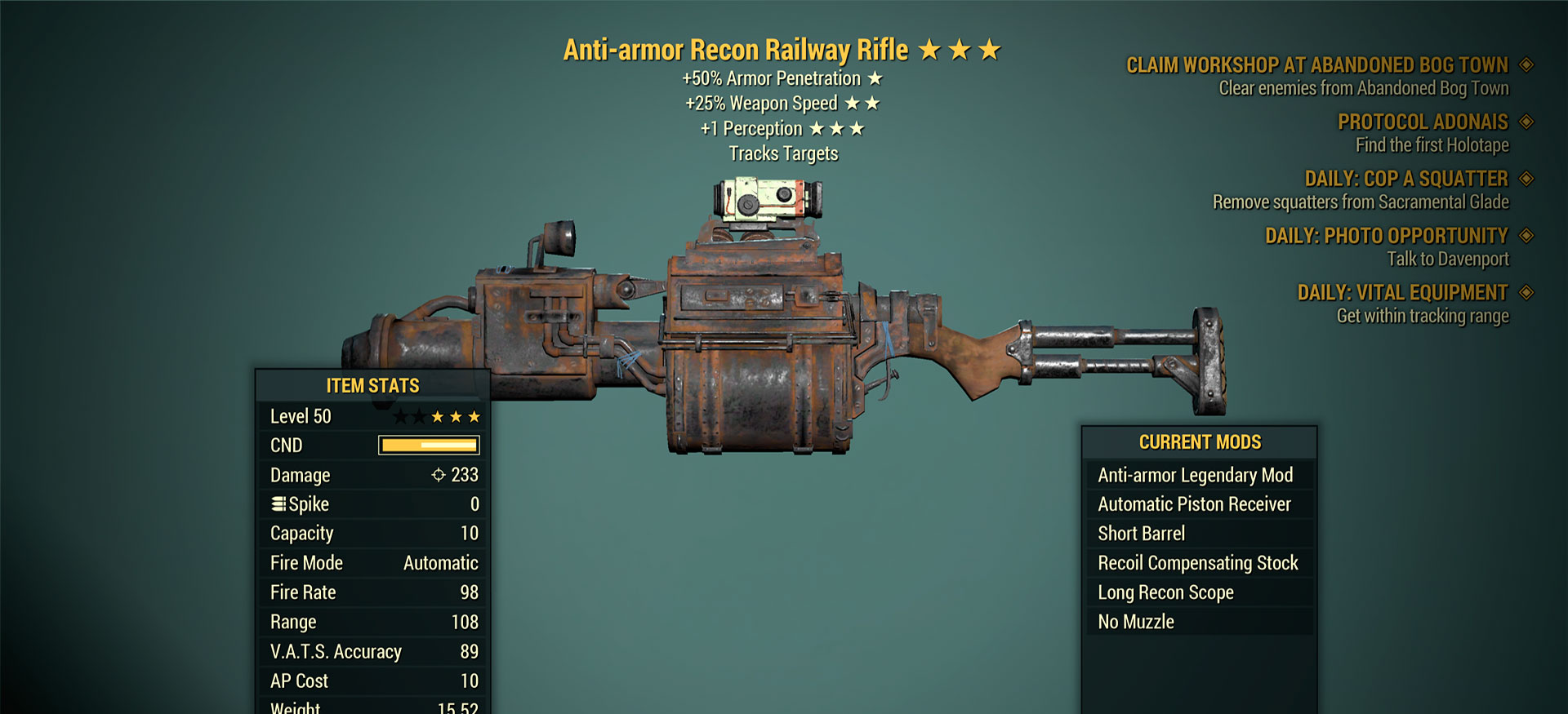 Buy [XBOX] Anti-armor Railway Rifl in FALLOUT 76 Items - Offer #2535792605