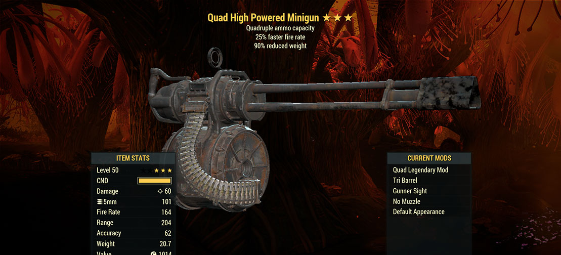 Buy Quad Minigun (25% faster fire in FALLOUT 76 Items - Offer #2322347019