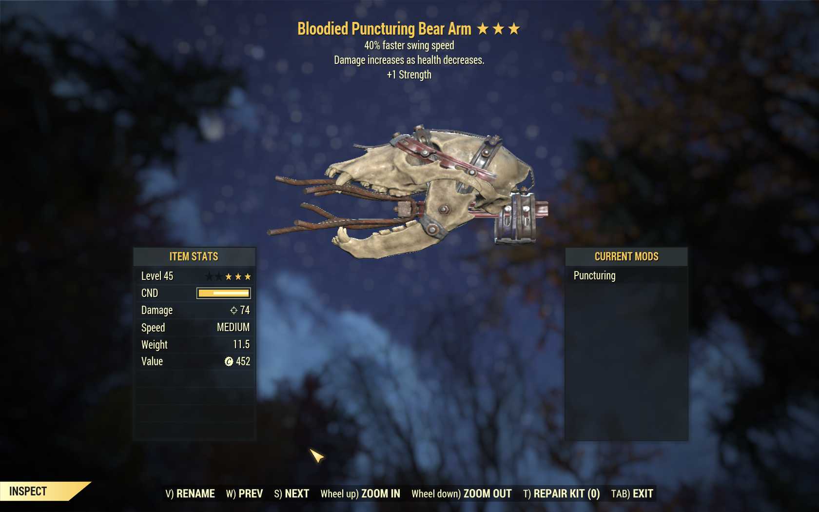 Buy Bloodied Bear Arm (40% Faster in FALLOUT 76 Items - Offer #2327816994