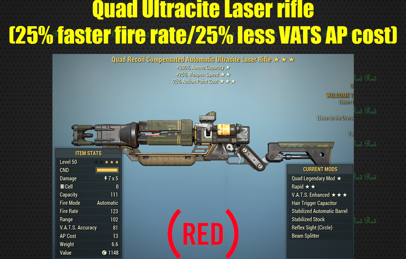 Buy Quad Ultracite Laser rifle (25 in FALLOUT 76 Items - Offer #2535674192