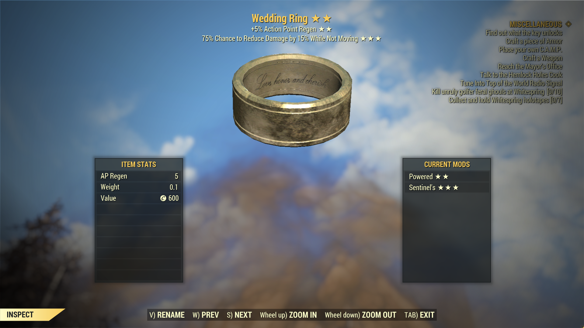 Buy Wedding Ring (+5% Action Point in FALLOUT 76 Items - Offer #2515941826