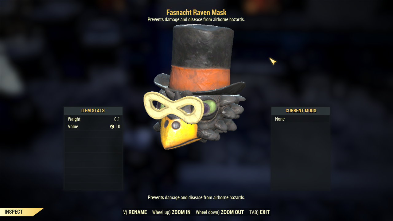Buy Fasnacht Raven Mask [Outfit] in FALLOUT 76 Items - Offer #256280966