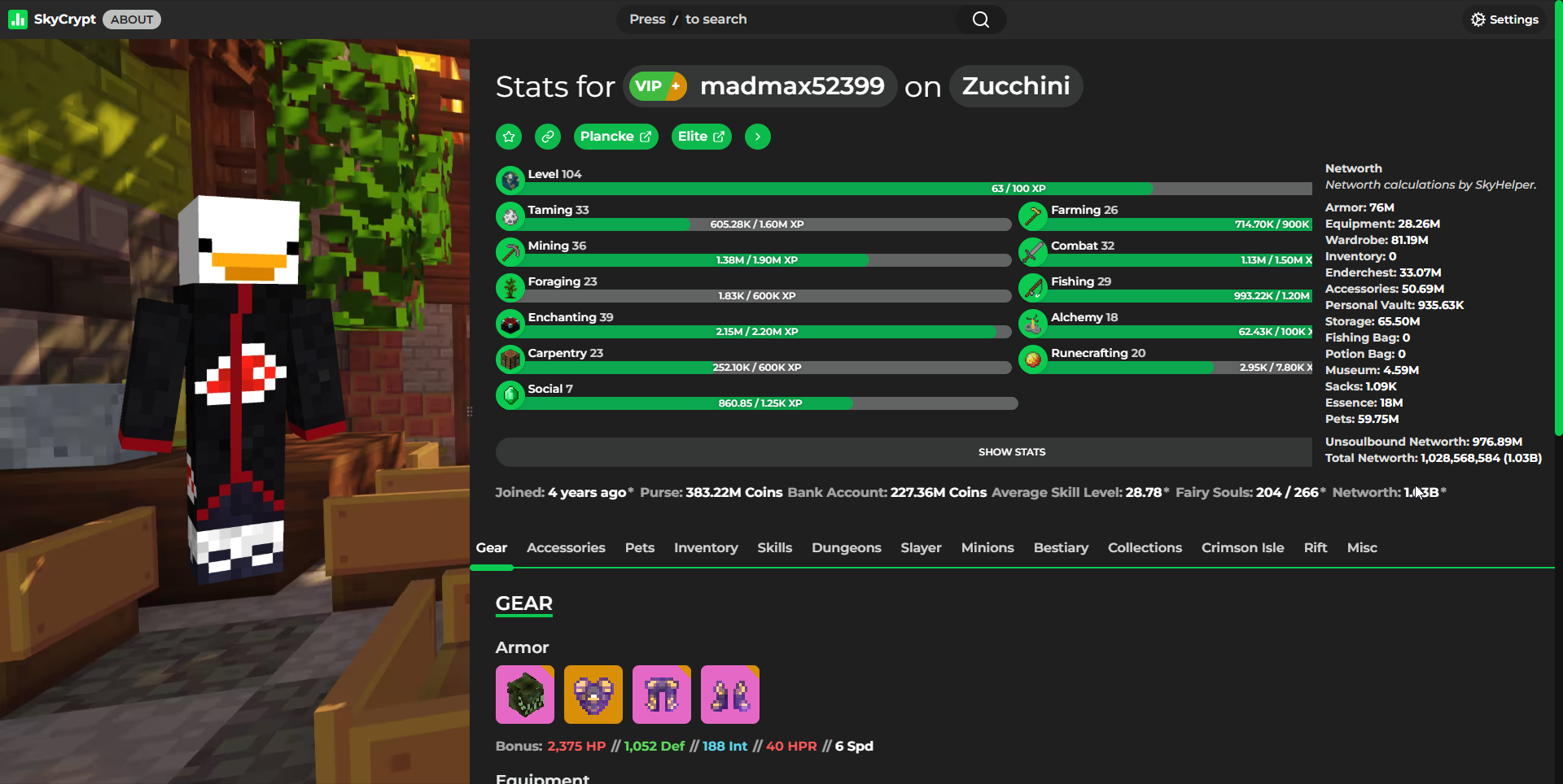 Buy ⚡ VIP+ RANK | NETWORTH 1.03B in MINECRAFT: HYPIXEL Accounts - Offer ...
