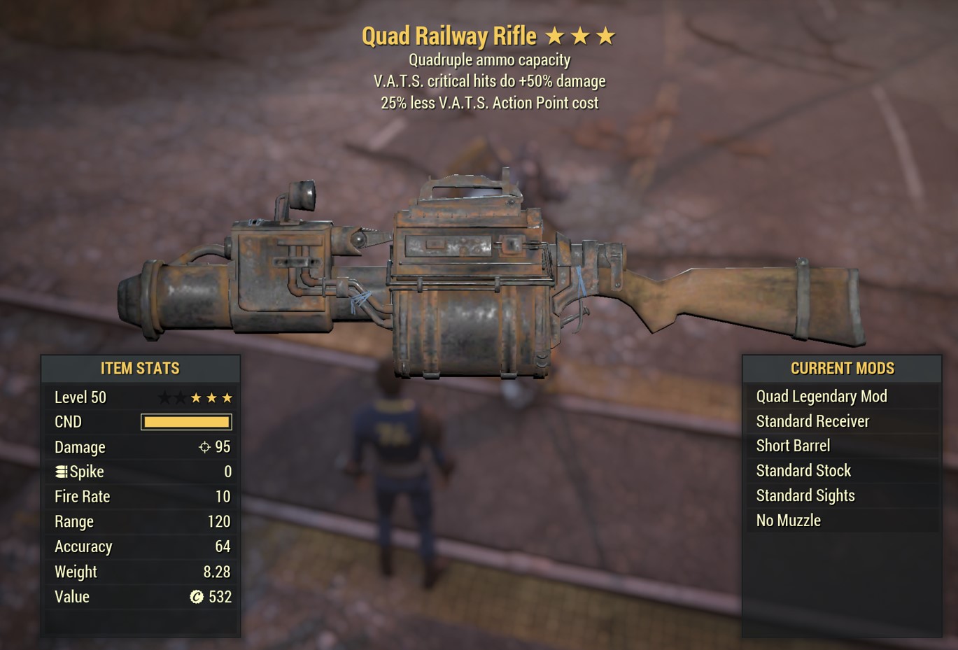 Buy Quad Railway Rifle [V.A.T.S. c in FALLOUT 76 Items - Offer #2335778781