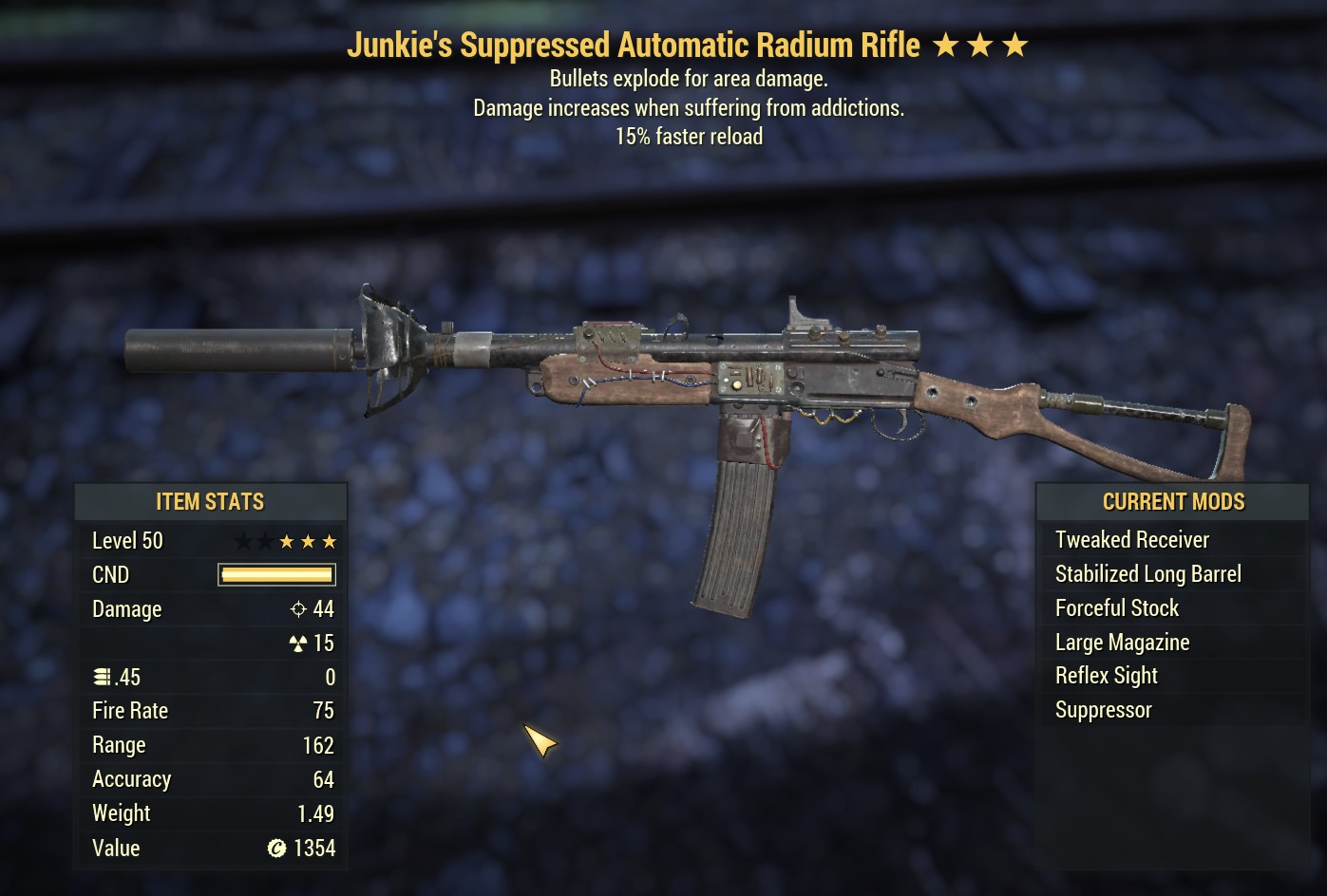 Buy Junkie's Explosive Radium Rifl in FALLOUT 76 Items - Offer #23784416