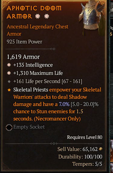 Buy 2GA 925 Chest Armor 135 Int in DIABLO 4 Items - Offer #2418185079