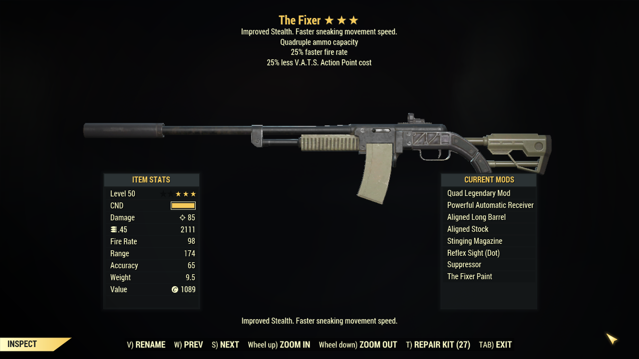 Buy [PC] Quad The Fixer (+25% Weap in FALLOUT 76 Items - Offer #254343053