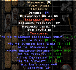 Buy PD2 Season 6 ** WolfHowl Fury in PROJECT DIABLO 2 Items - Offer ...