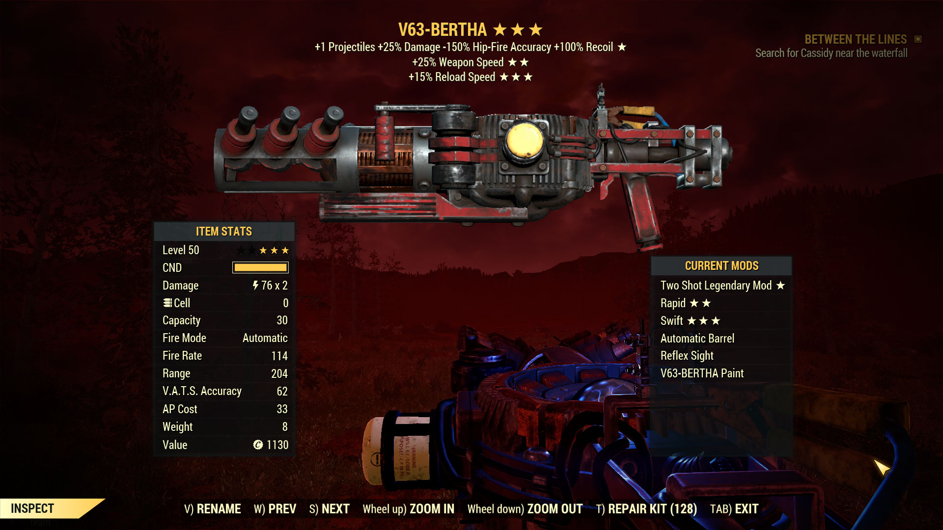 Buy V63-BERTHA Two Shot Tesla Rifl in FALLOUT 76 Items - Offer #2436256246