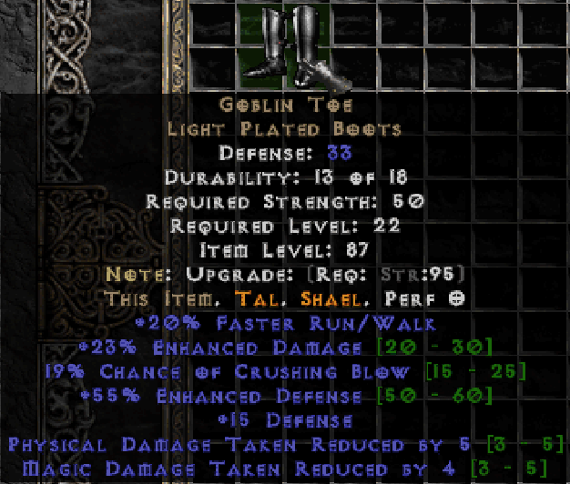 Buy Goblin Toe Boots - PD2 Season in PROJECT DIABLO 2 Items - Offer ...