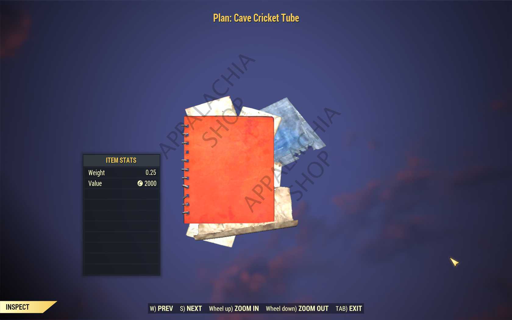 Buy Plan Cave Cricket Tube [Treasu in FALLOUT 76 Items - Offer #244412100