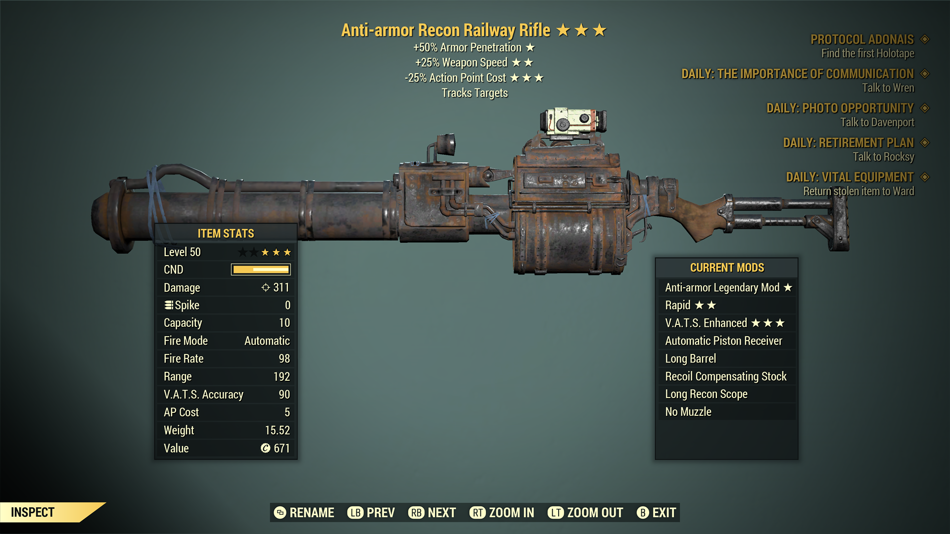 Buy [XBOX] Anti-armor Railway (+25 in FALLOUT 76 Items - Offer #2531196875
