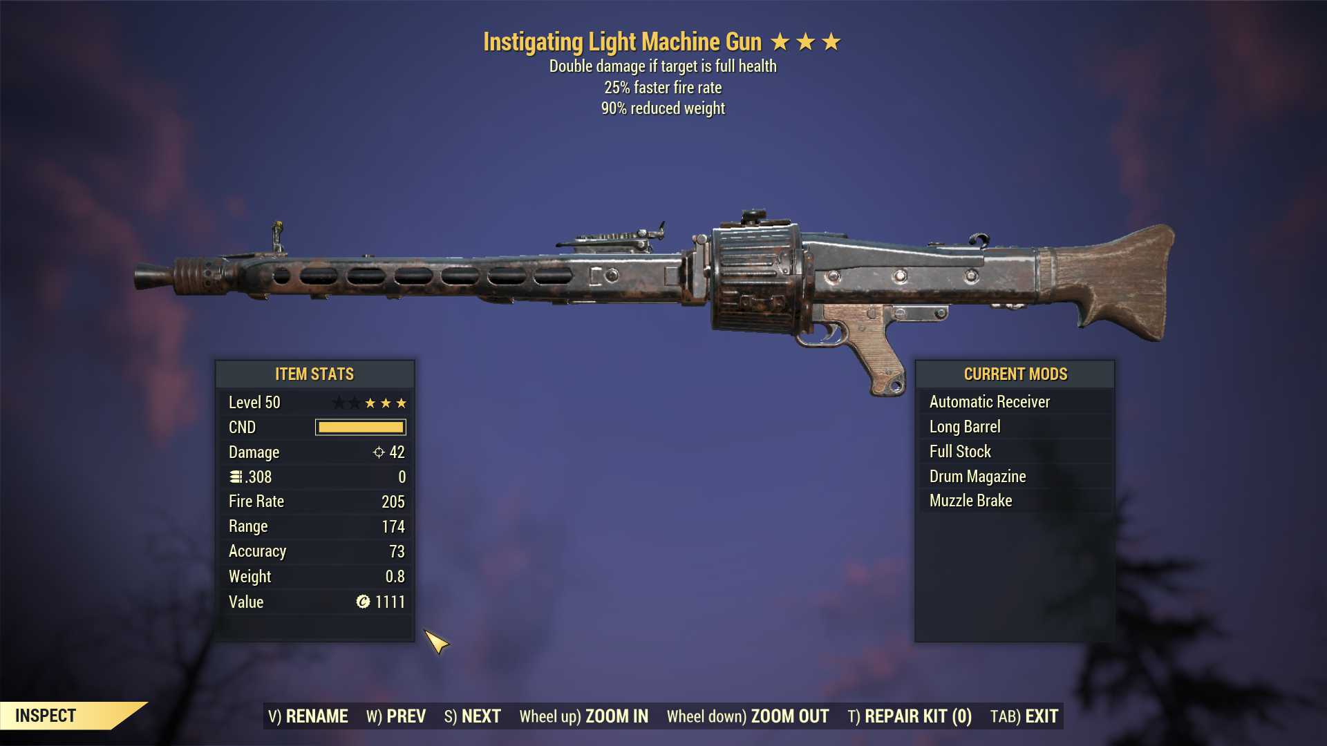 Buy Instigating Light Machine Gun in FALLOUT 76 Items - Offer #2512810221