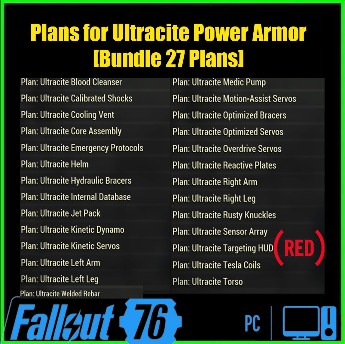 Buy Plans for Ultracite Power Armo in FALLOUT 76 Items - Offer #256337117