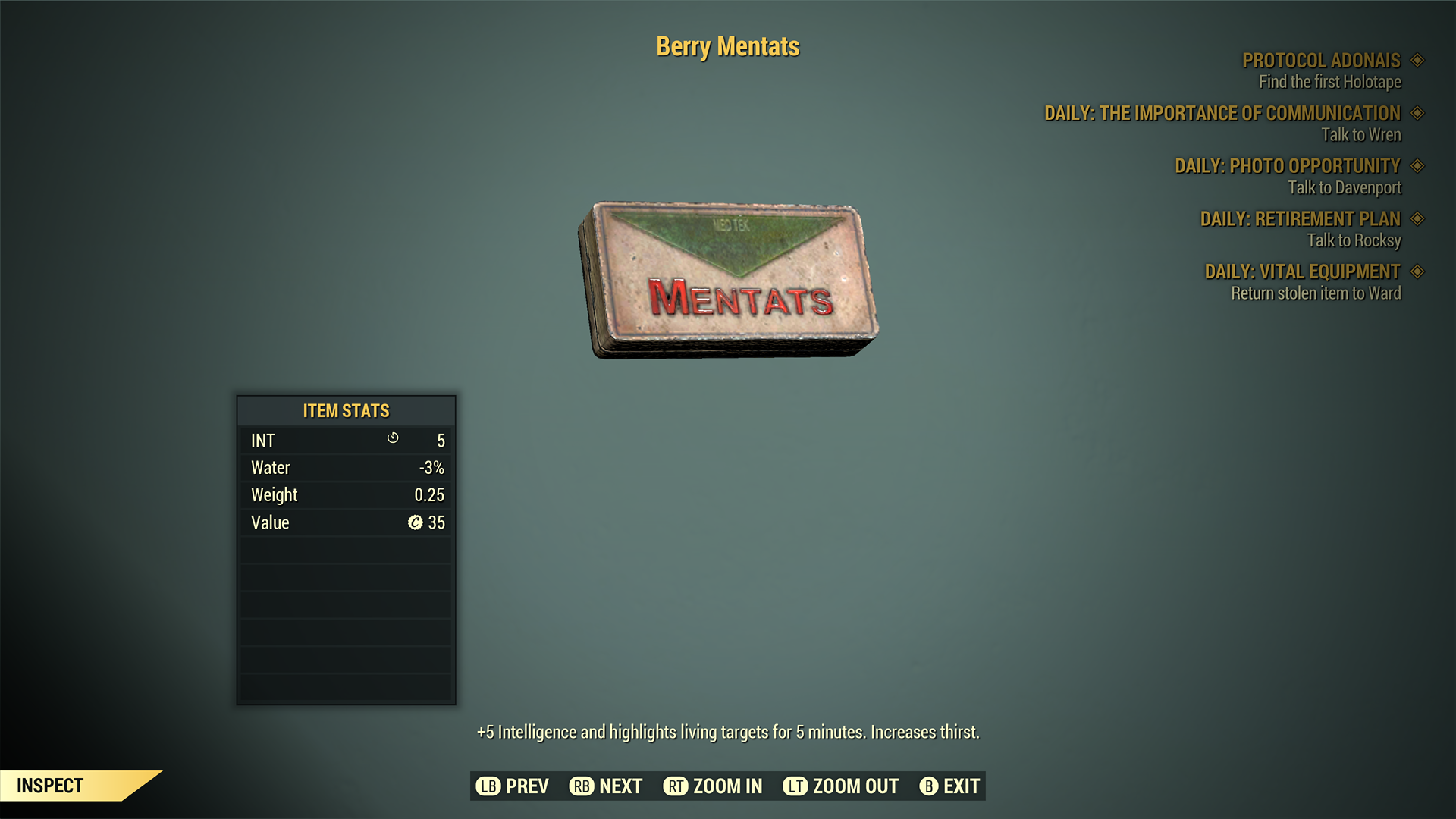 Buy [XBOX] Berry Mentats x500 (+5 in FALLOUT 76 Items - Offer #2527620221
