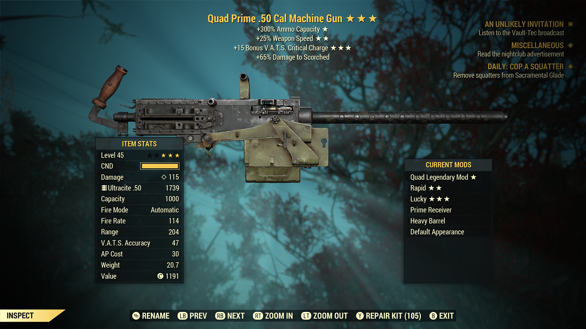 Buy [XBOX] Quad 50 Cal Machine Gun in FALLOUT 76 Items - Offer #2517494716