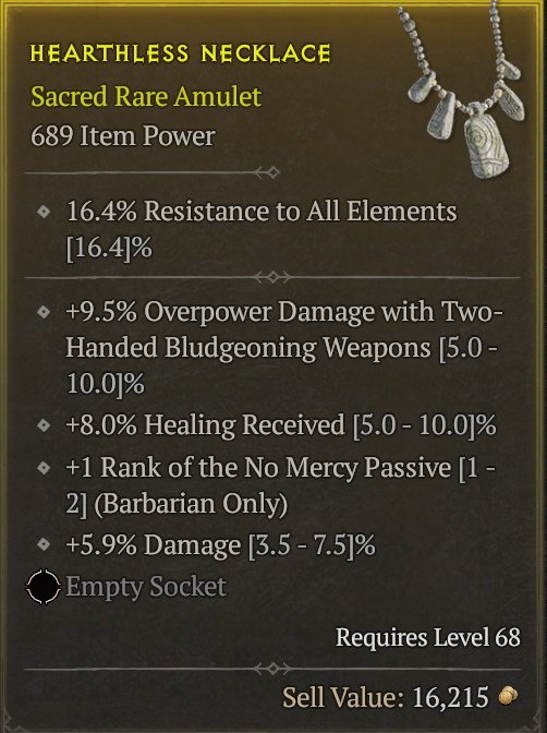 Buy [689} Amulet/ 9.5% OP dmg with in DIABLO 4 Items - Offer #2318325302