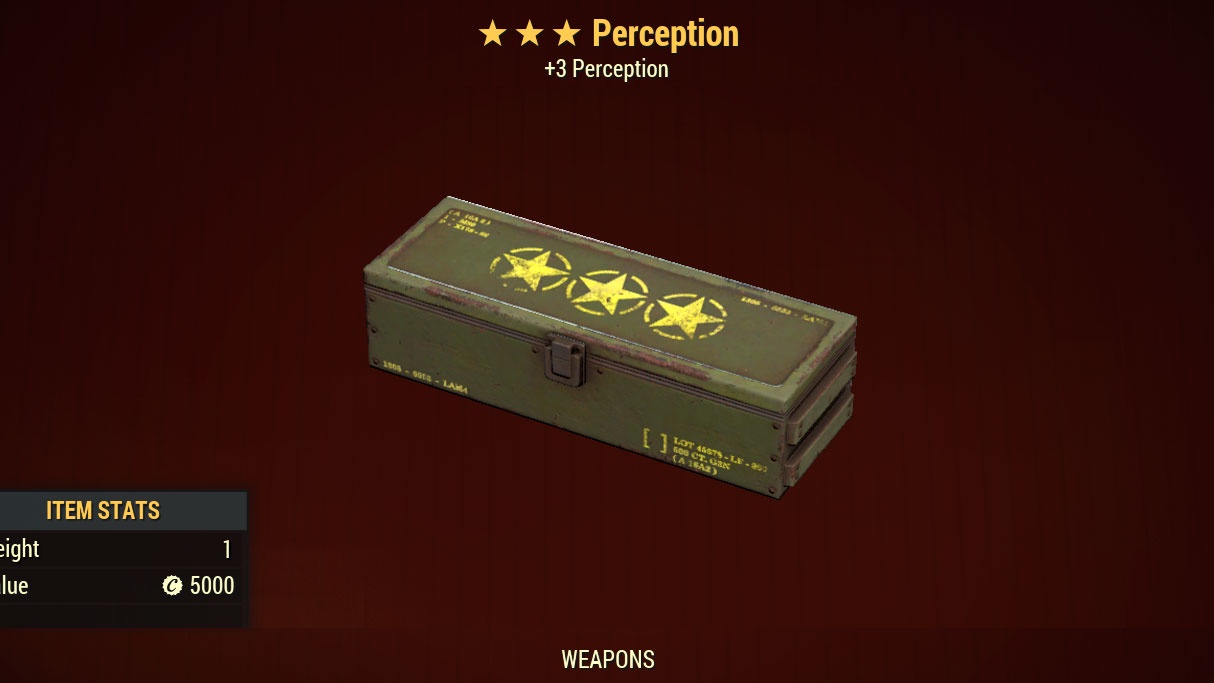 Buy Perception Legendary Mod (Weap in FALLOUT 76 Items - Offer #2535751820
