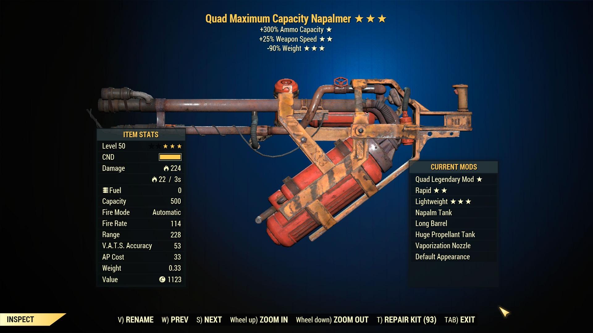 Buy Quad Flamer (+25% Weapon Speed in FALLOUT 76 Items - Offer #253292545