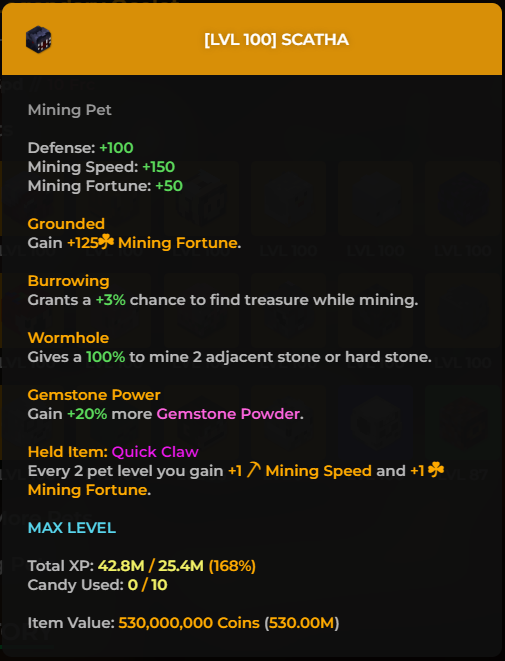 Buy [Lvl 100] Scatha + Quick Claw in MINECRAFT: HYPIXEL Items - Offer ...