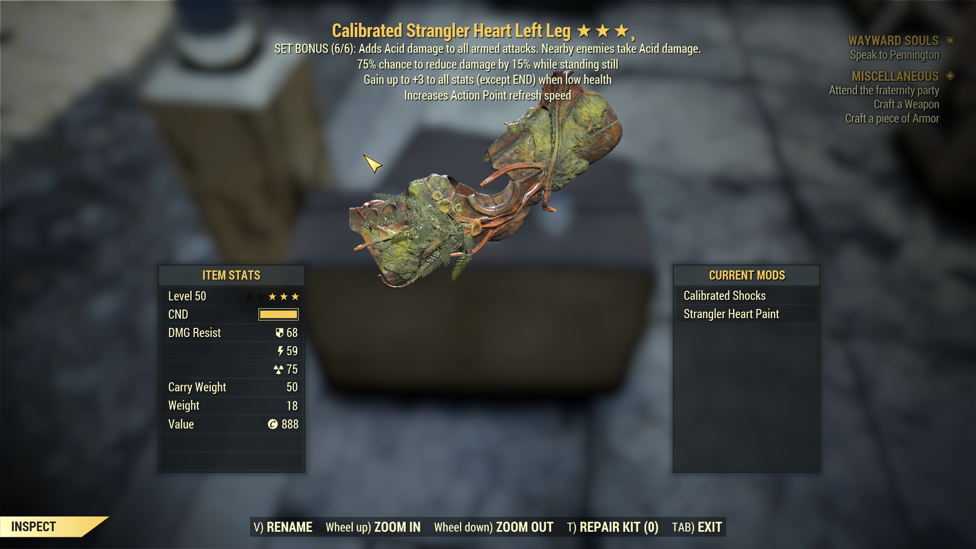 Buy Unyielding Sentinel Strangler in FALLOUT 76 Items - Offer #2310353463