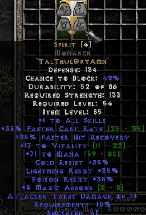 Buy Spirit Shield Monarch 35% FCR in PROJECT DIABLO 2 Items - Offer ...