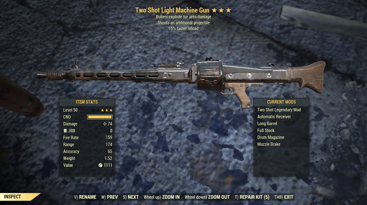 Buy Two Shot Explosive Light Machi in FALLOUT 76 Items - Offer #259076589
