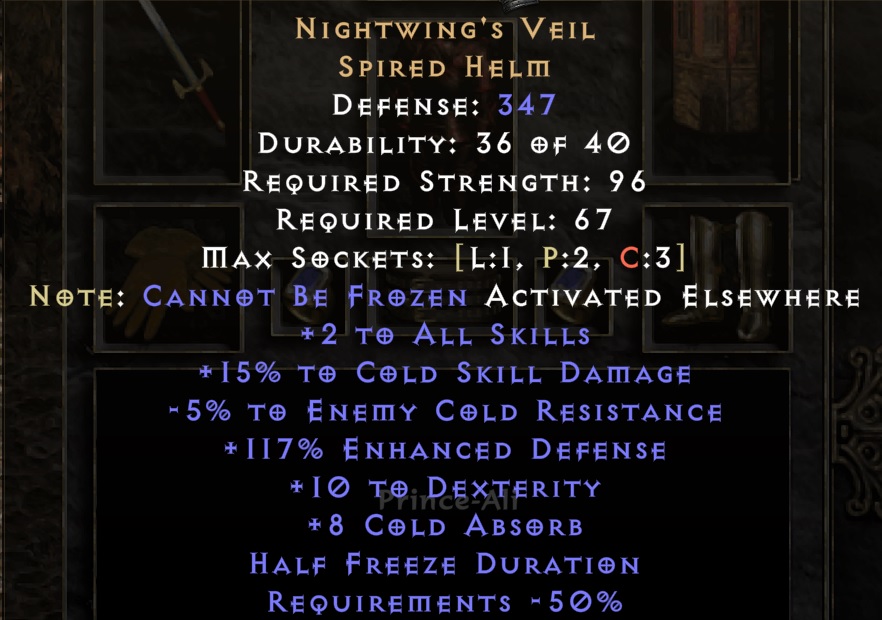 Buy NIGHTWING'S VEIL (CLEAN) 15/5 in PROJECT DIABLO 2 Items - Offer #2430551524