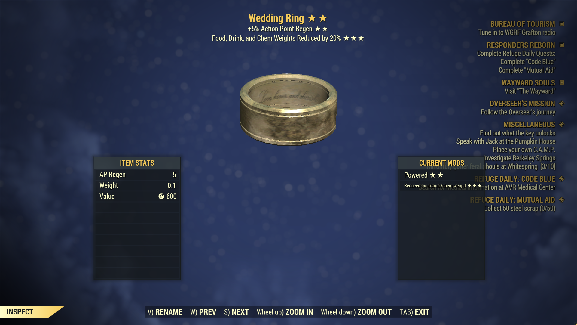 Buy Wedding Ring (+5% Action Point in FALLOUT 76 Items - Offer #259250096