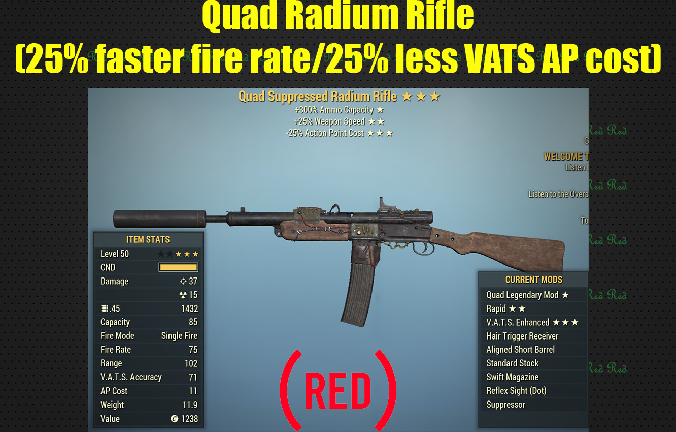 Buy Quad Radium Rifle (25% faster in FALLOUT 76 Items - Offer #2435814609